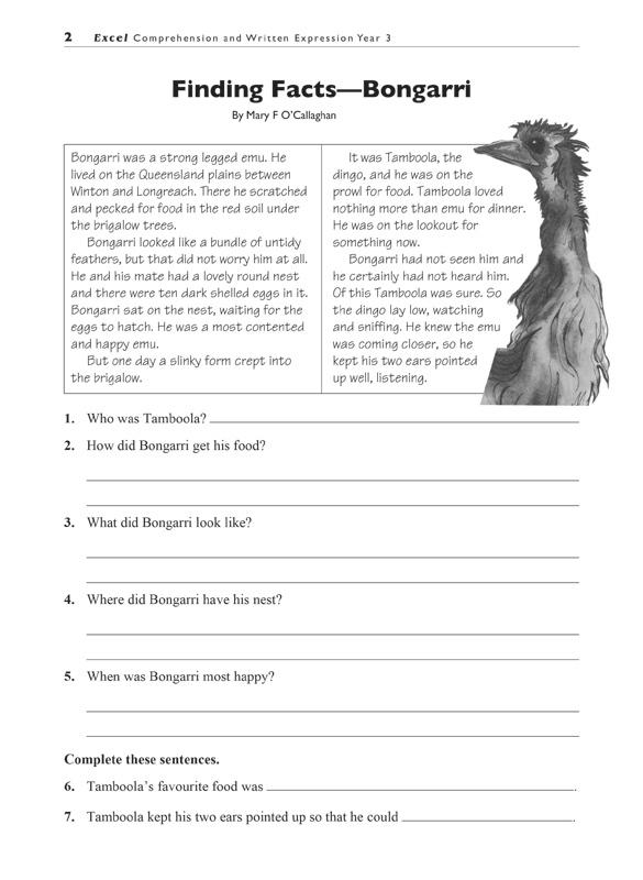 Excel Comprehension Written Expression Year 3 Comprehension And 