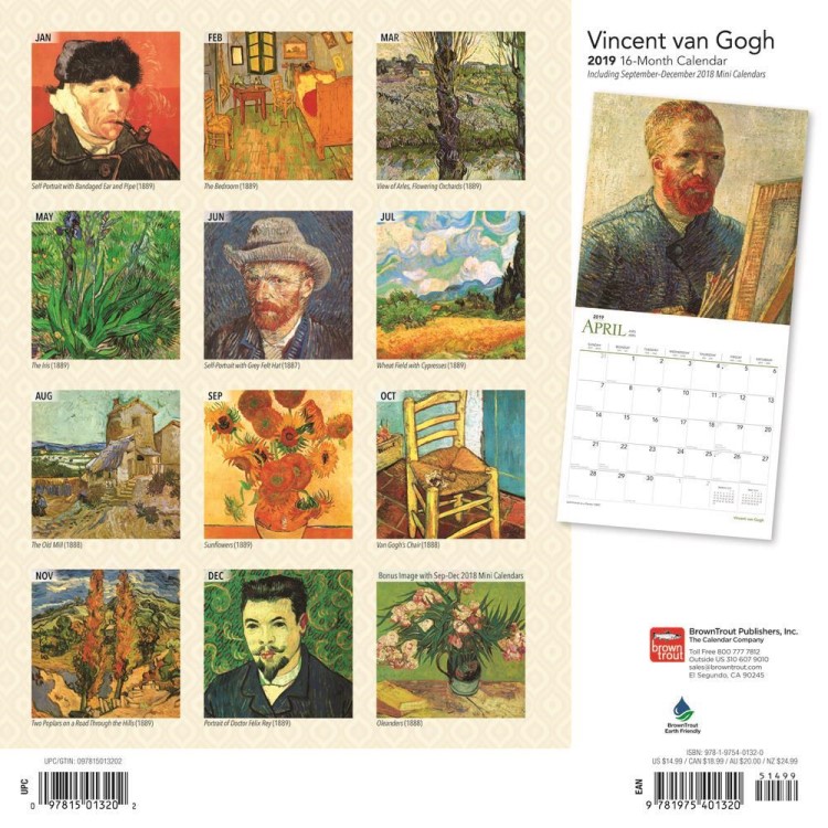 Vincent Van Gogh 2019 Square Wall Calendar, 2019 Wall Calendar by Brown ...