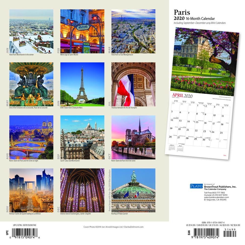 Paris 2020 Calendar, Foil Stamped Cover by Plato Calendars ...