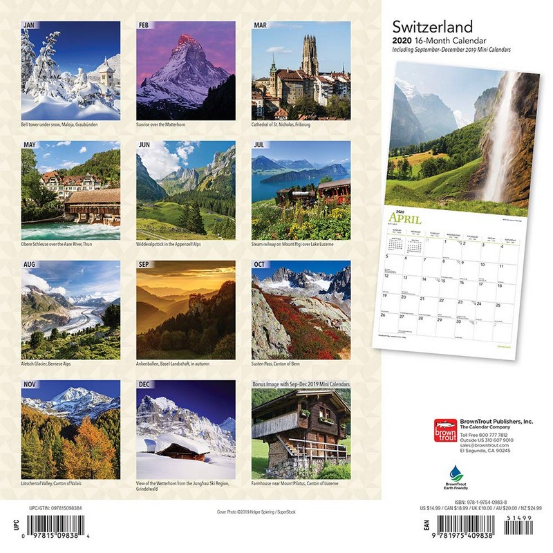Switzerland - 2020 Wall Calendar by Browntrout Publishers ...