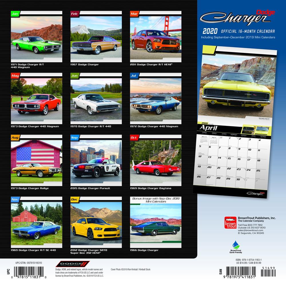 Dodge Charger 2020 Calendar, Foil Stamped Cover by Browntrout ...