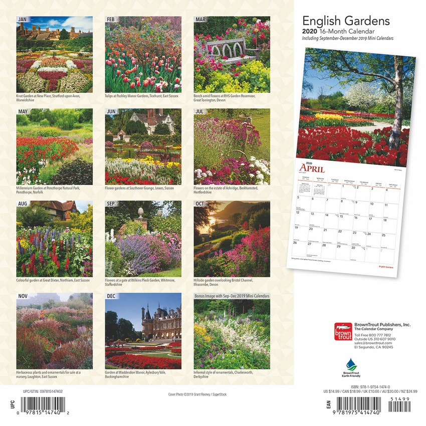 English Gardens - 2020 Wall Calendar by Browntrout Publishers ...