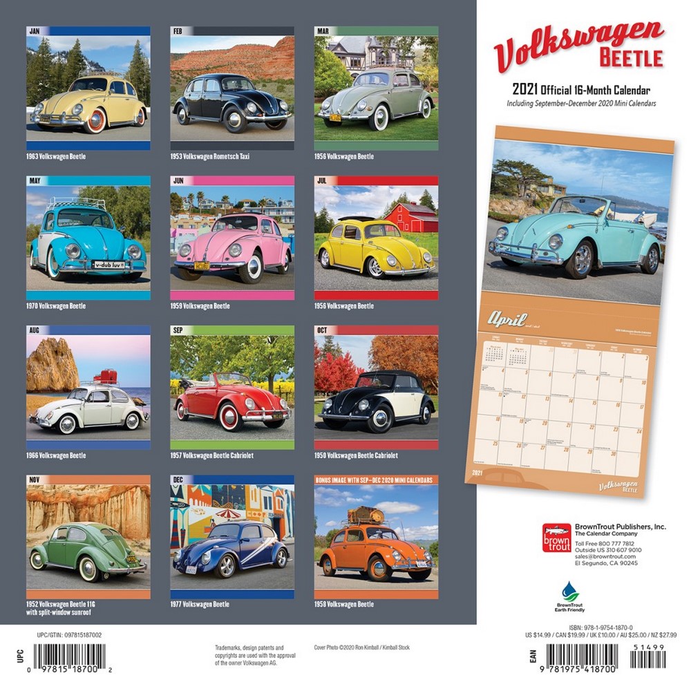 Volkswagen Beetle - 2021 Wall Calendar by Browntrout | 9781975418700 ...