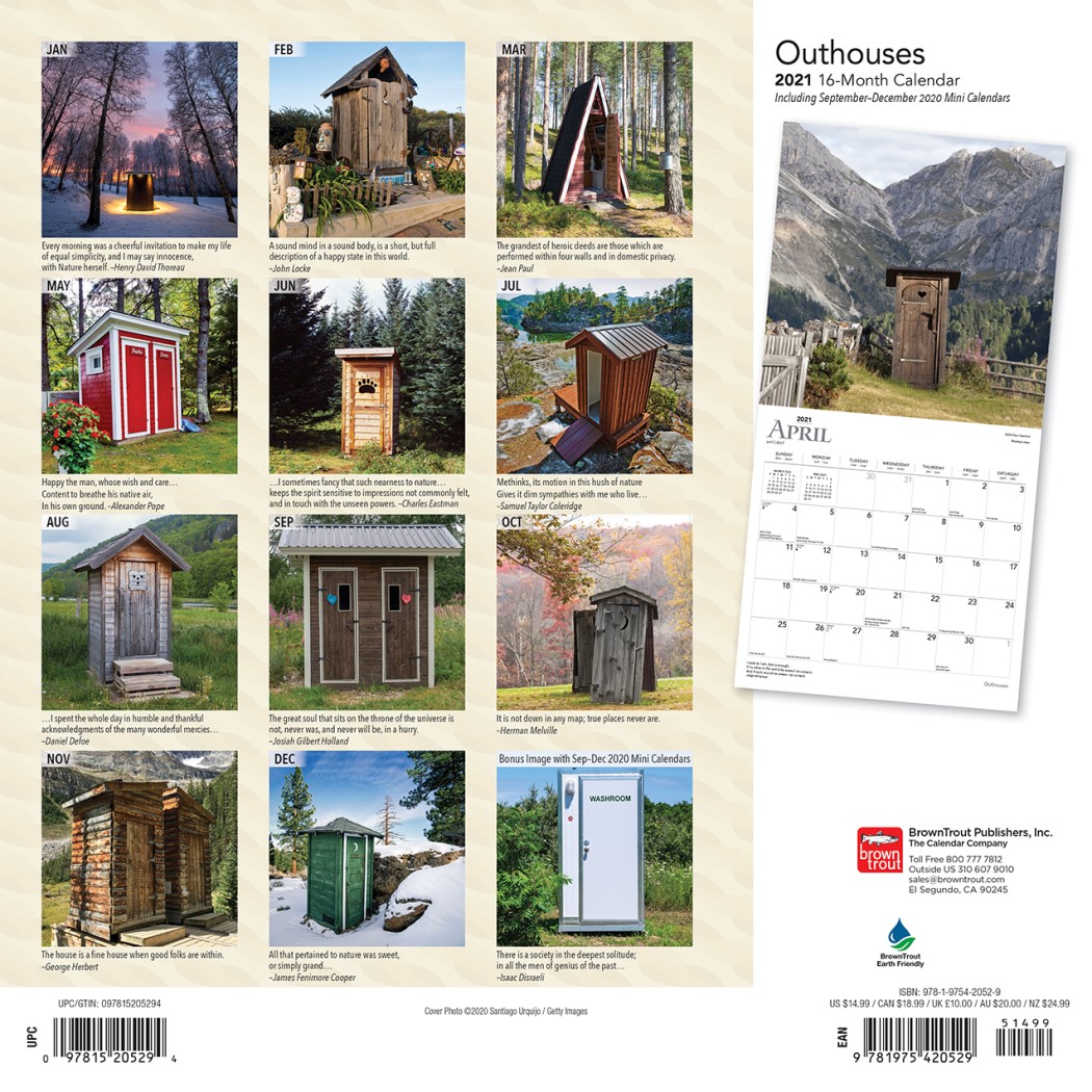 Outhouses - 2021 Wall Calendar by Browntrout | 9781975420529 | Booktopia