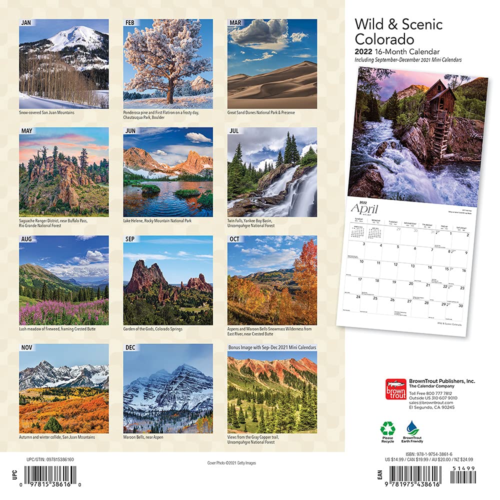 Colorado - 2022 Wall Calendar, Wild & Scenic by Browntrout ...