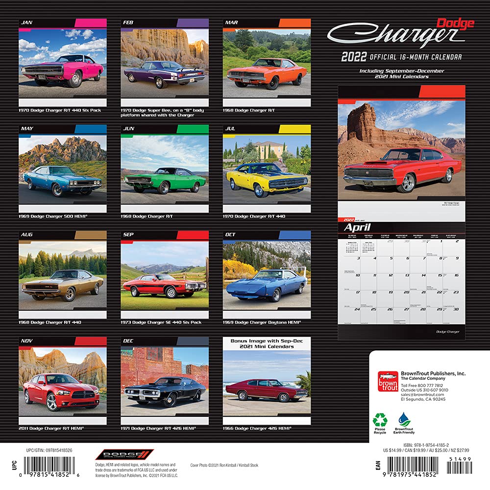 Dodge Charger - 2022 Wall Calendar by Browntrout | 9781975441852 ...