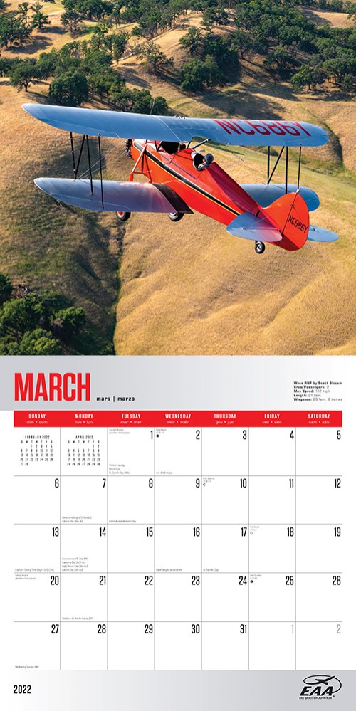 World of Flight EAA Airplanes - 2022 Wall Calendar, 16-Month Calendar ...