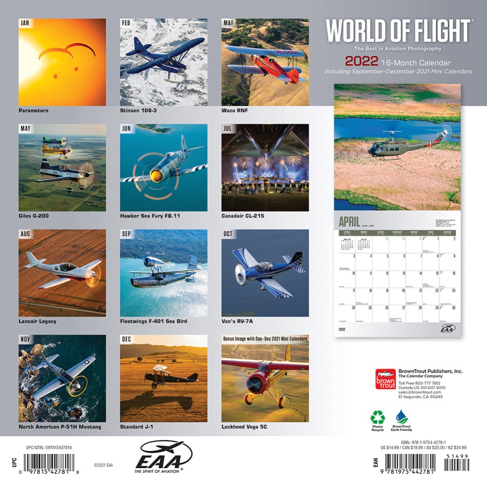 World of Flight EAA Airplanes - 2022 Wall Calendar, 16-Month Calendar ...