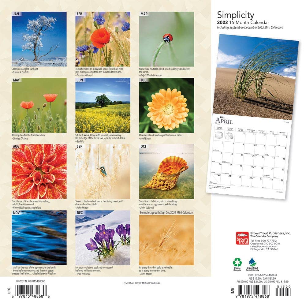 Simplicity - 2023 Wall Calendar by Browntrout | 9781975448868 | Booktopia