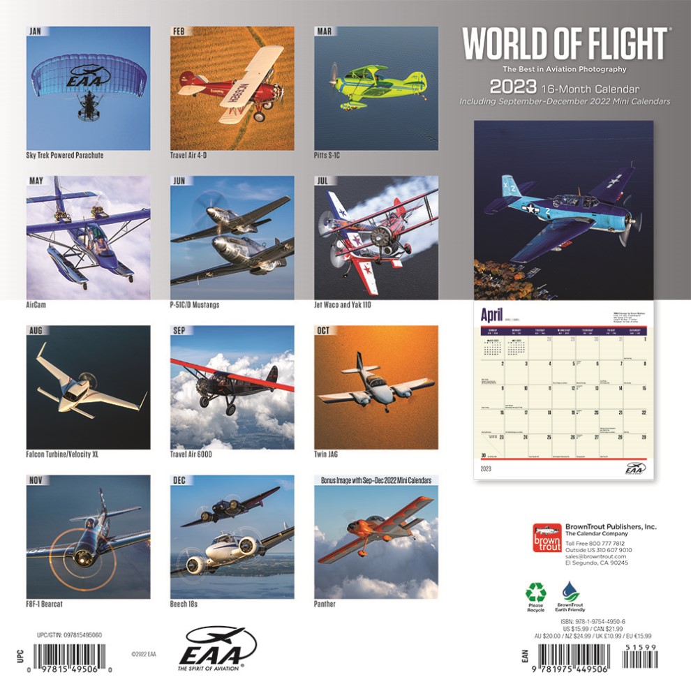 World of Flight Airplanes EAA - 2023 Wall Calendar by Browntrout ...