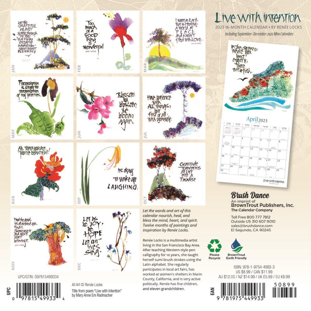 Live with Intention - 2023 Mini Wall Calendar, Brush Dance by ...