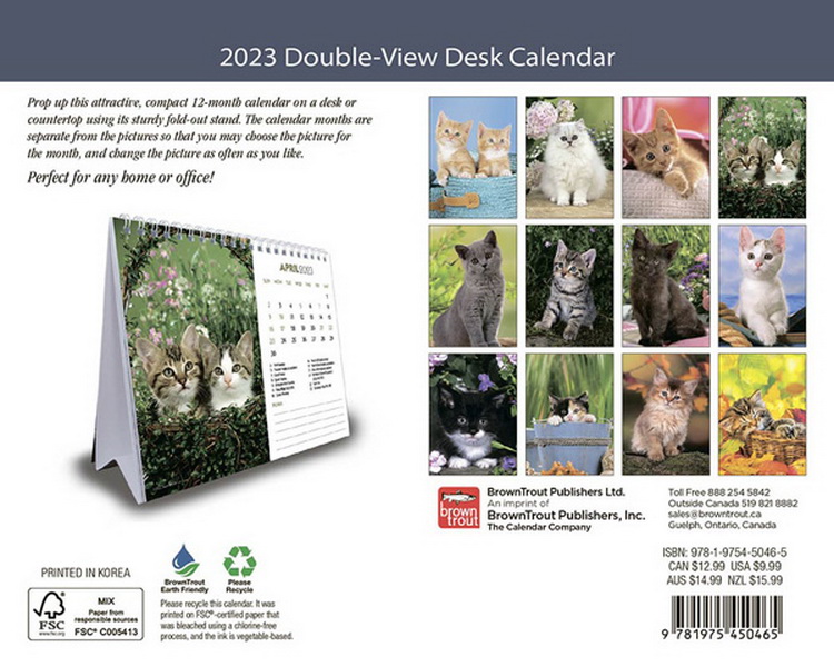 Kittens - 2023 Desk Easel Calendar, 2023 Desk Planner by BrownTrout US ...