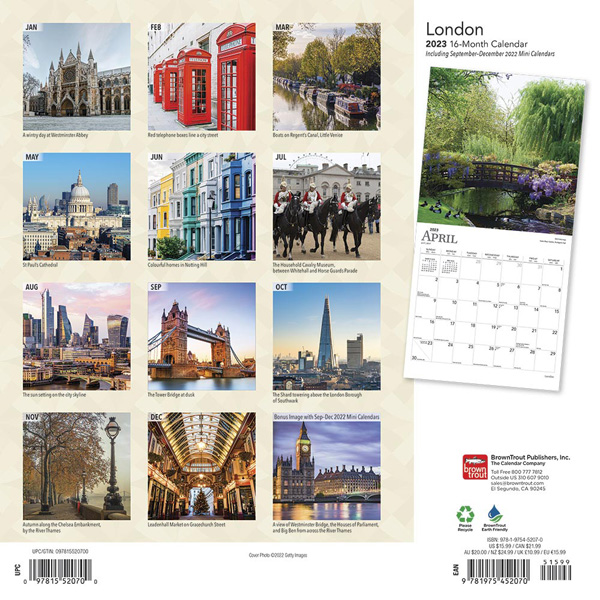 London - 2023 Wall Calendar, 2023 Wall Calendars by BrownTrout US ...