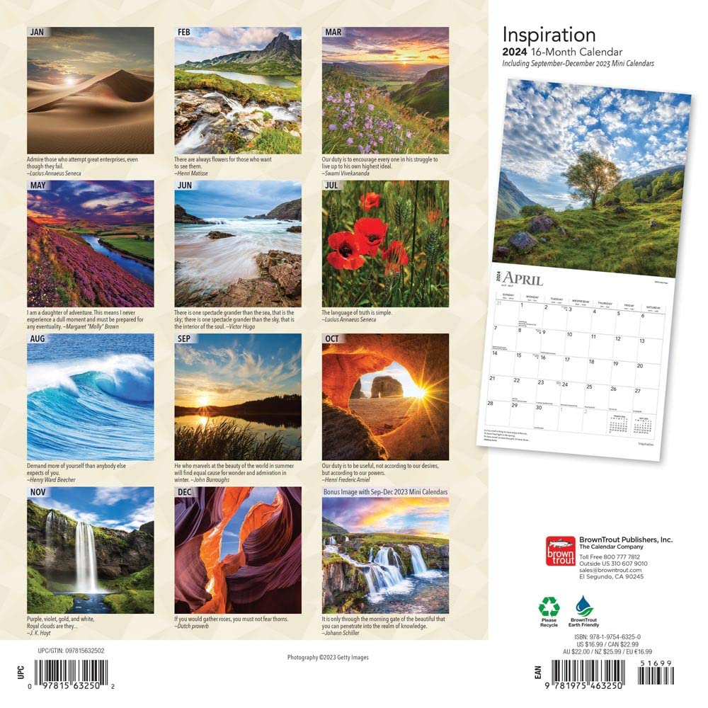 Inspiration - 2024 Wall Calendar (Foil Stamped Cover) by Browntrout ...