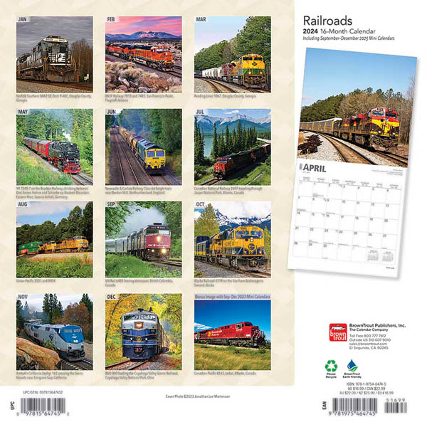 Railroads - 2024 Wall Calendar by BrownTrout Publishers | 9781975464745 ...