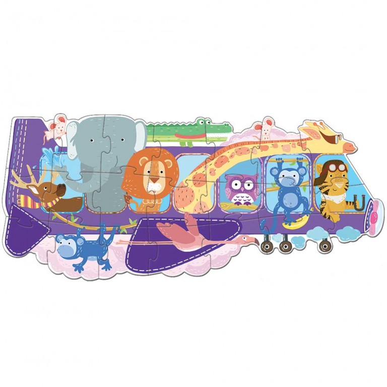 Travel Puzzle : Animals on a Plane, 10-Page Book & Giant 20-Piece ...