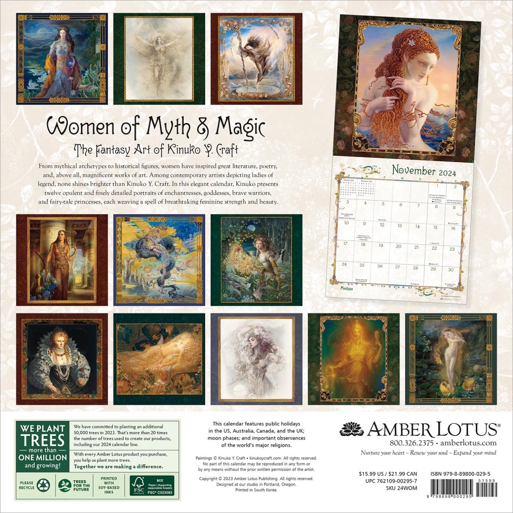Women of Myth & Magic - 2024 Wall Calendar, By Kinuko Y. Craft by ...